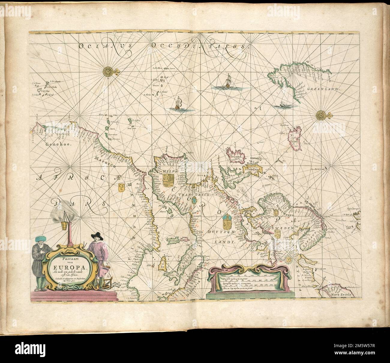 Pascaart van Europa, als mede een gedeelt vande cust van Africa. Map of ...
