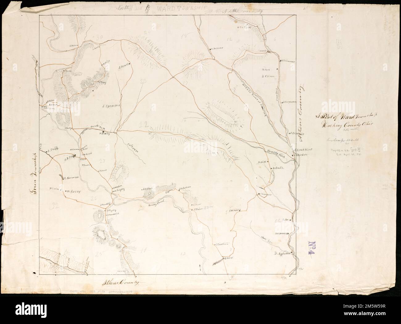 A plat of Ward township, Hocking County Ohio. Manuscript map. Relief ...