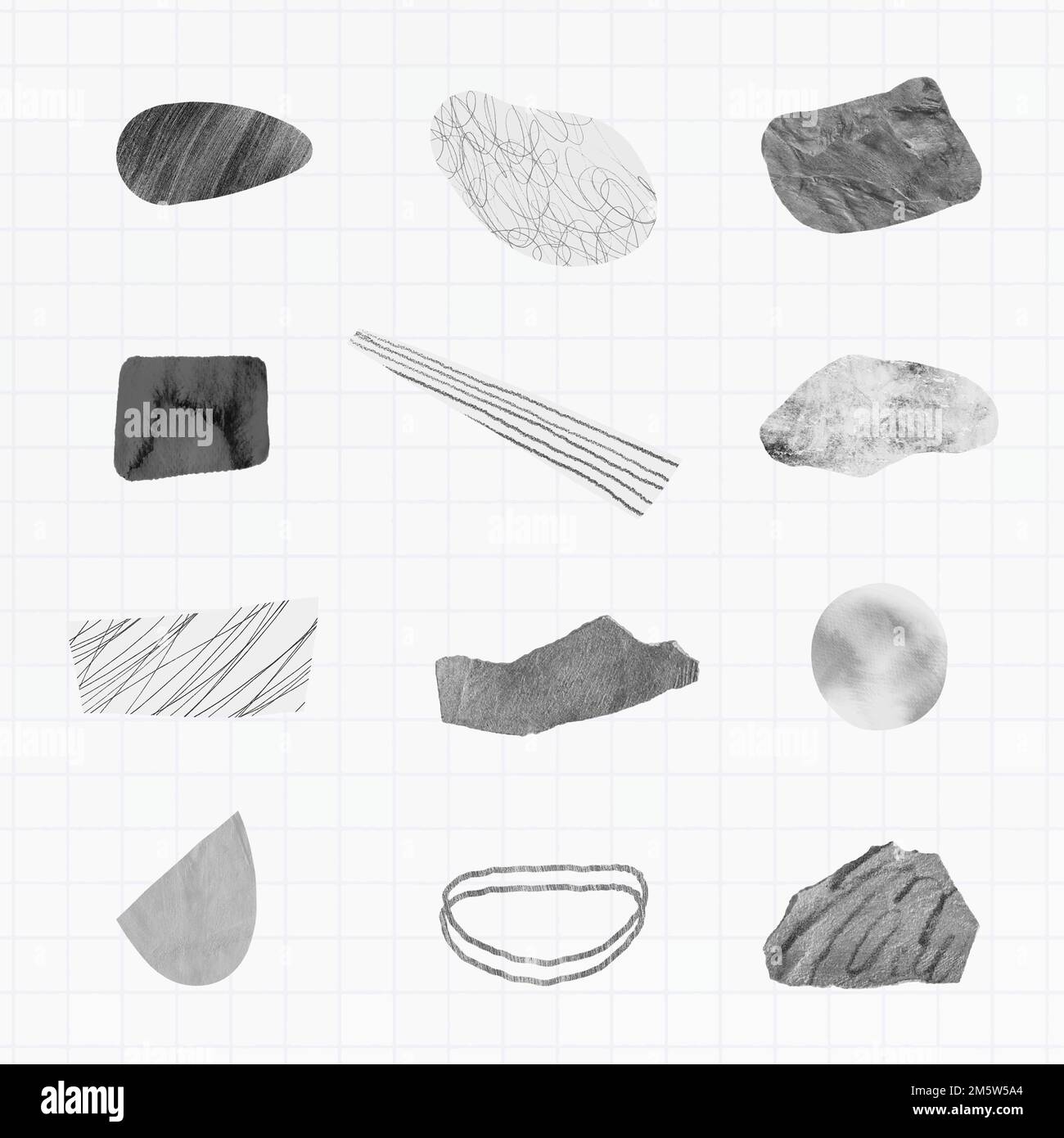 Scribble strokes and gray stone textures design element collection ...