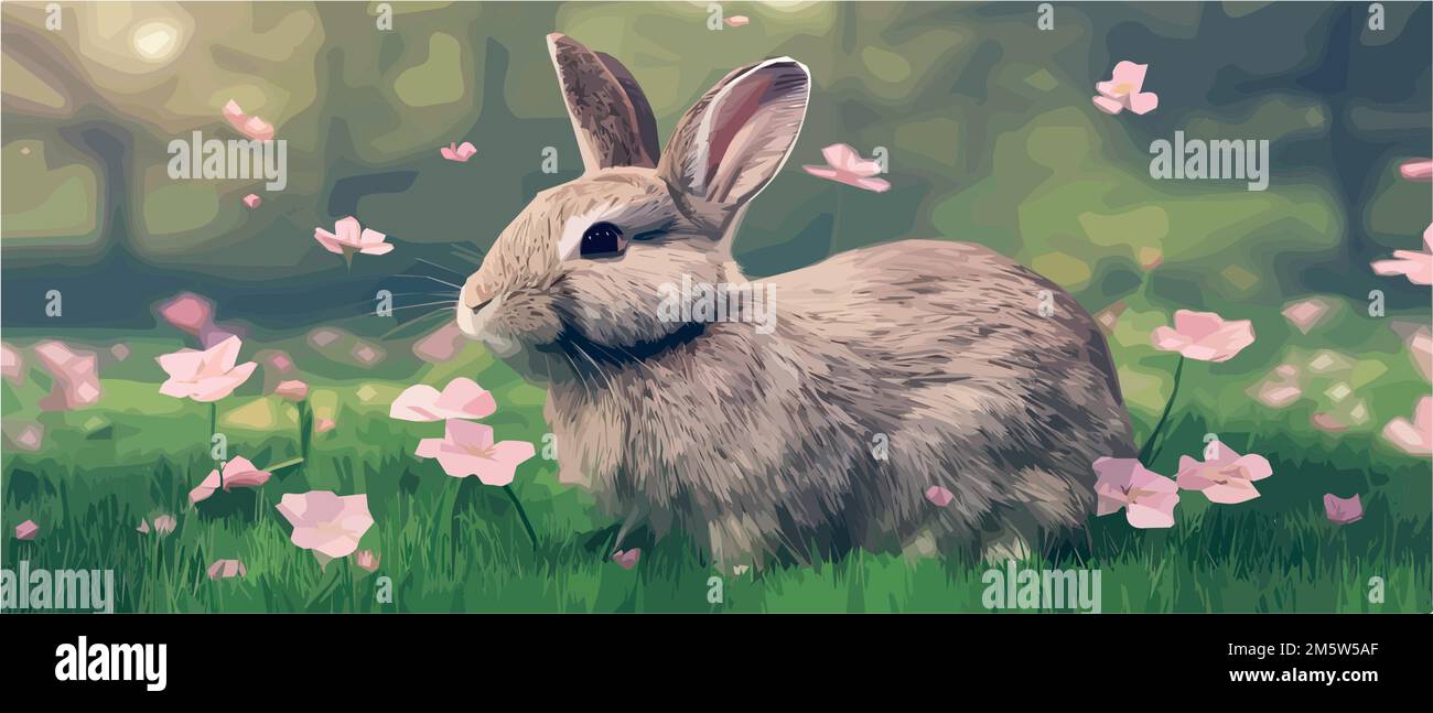 Bunny eating flowers Stock Vector Images - Alamy