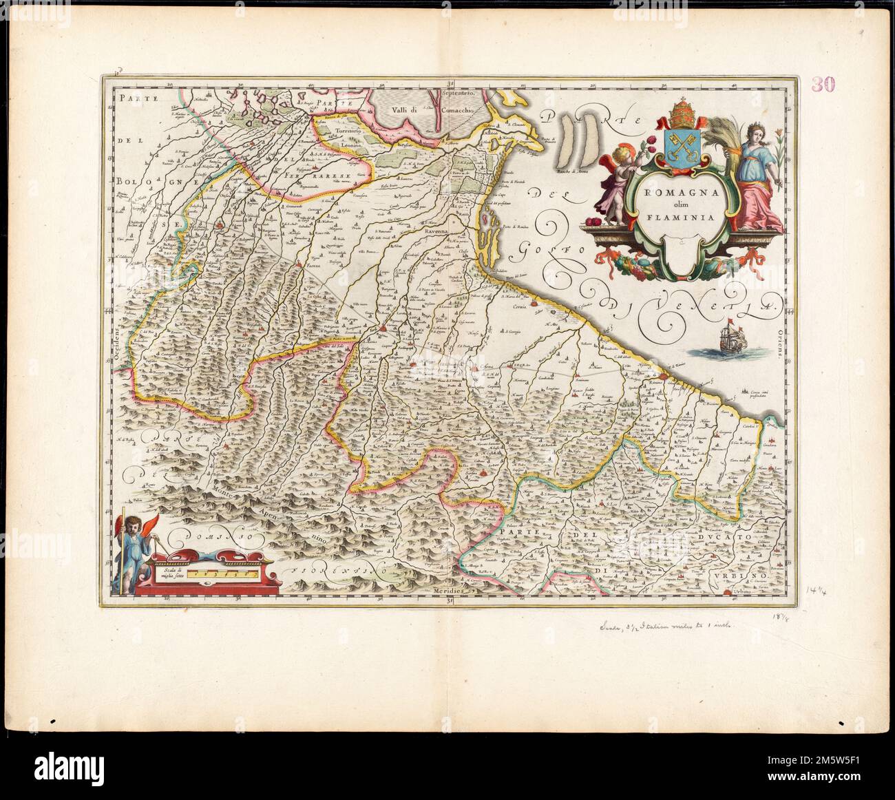 Romagna olim Flaminia. Map of the historic Romagna region in northern ...