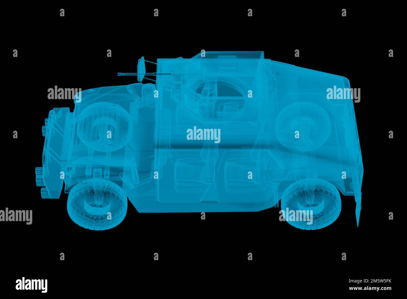 military jeep above view in x-ray. 3d rendering Stock Photo - Alamy
