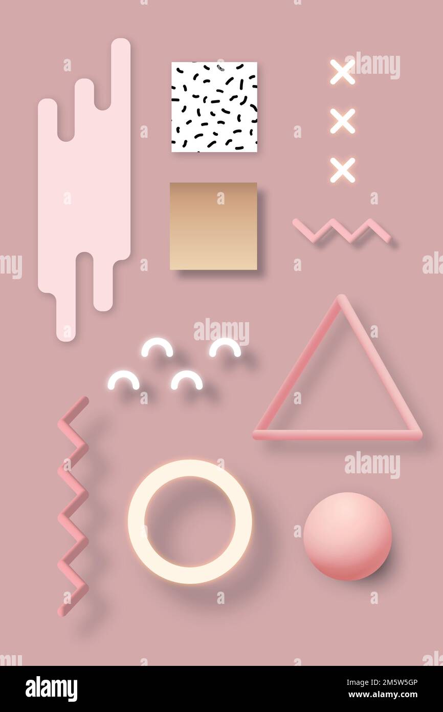 Pink geometric Memphis set vector Stock Vector Image & Art - Alamy