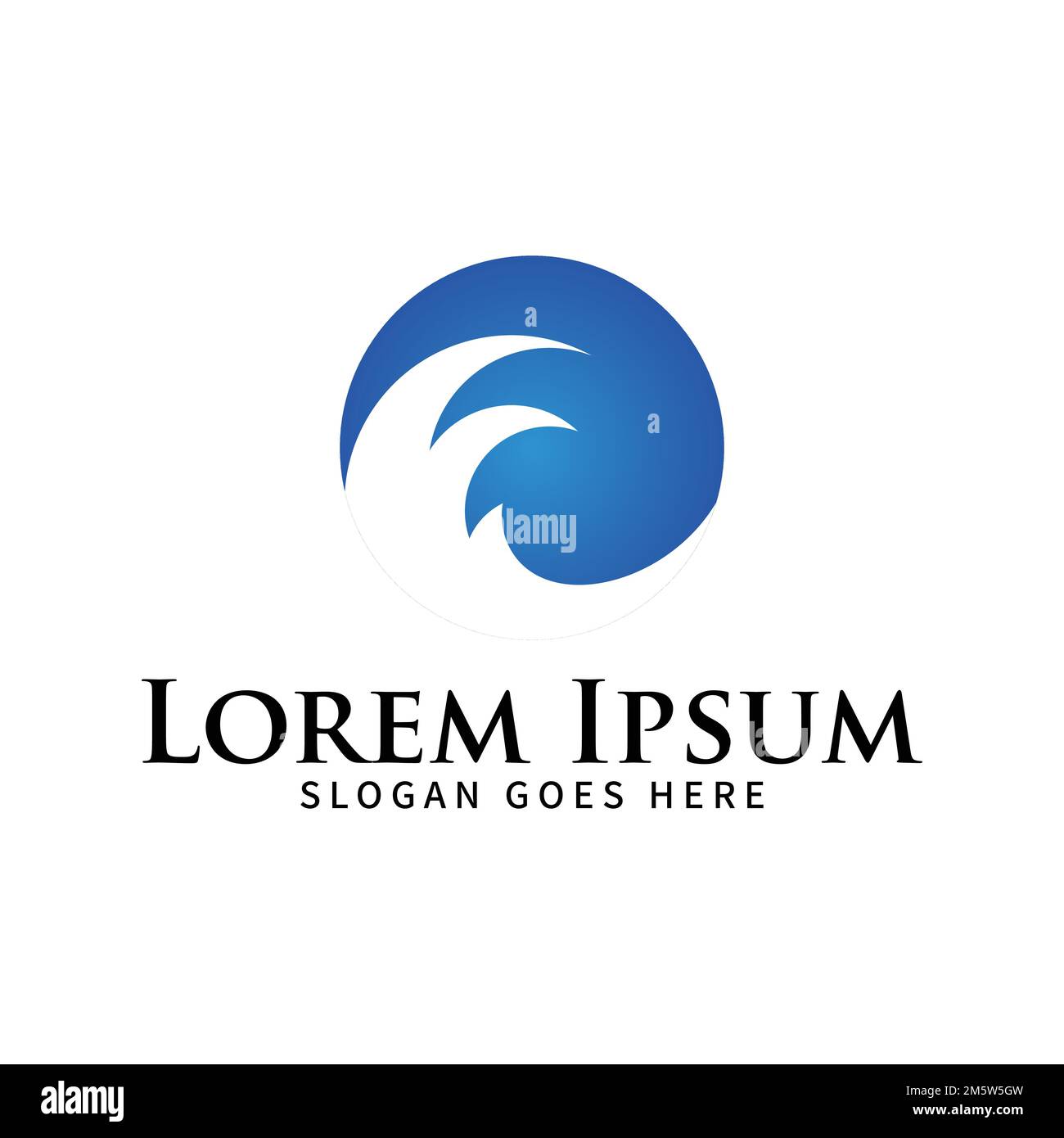 Blue Wave Logo Vector. Wave In Circle Shape on white background Stock ...