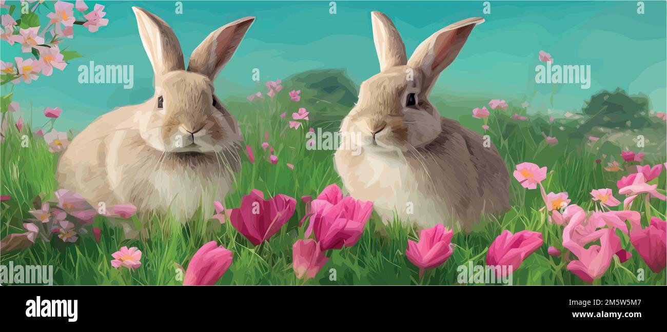Lop eared rabbits Stock Vector Images - Alamy