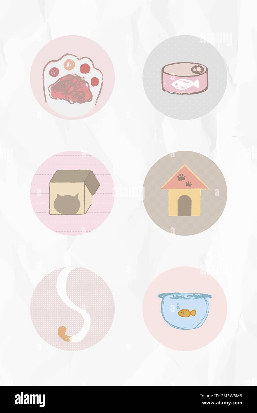 Cat story highlights icon set for social media vector Stock Vector ...