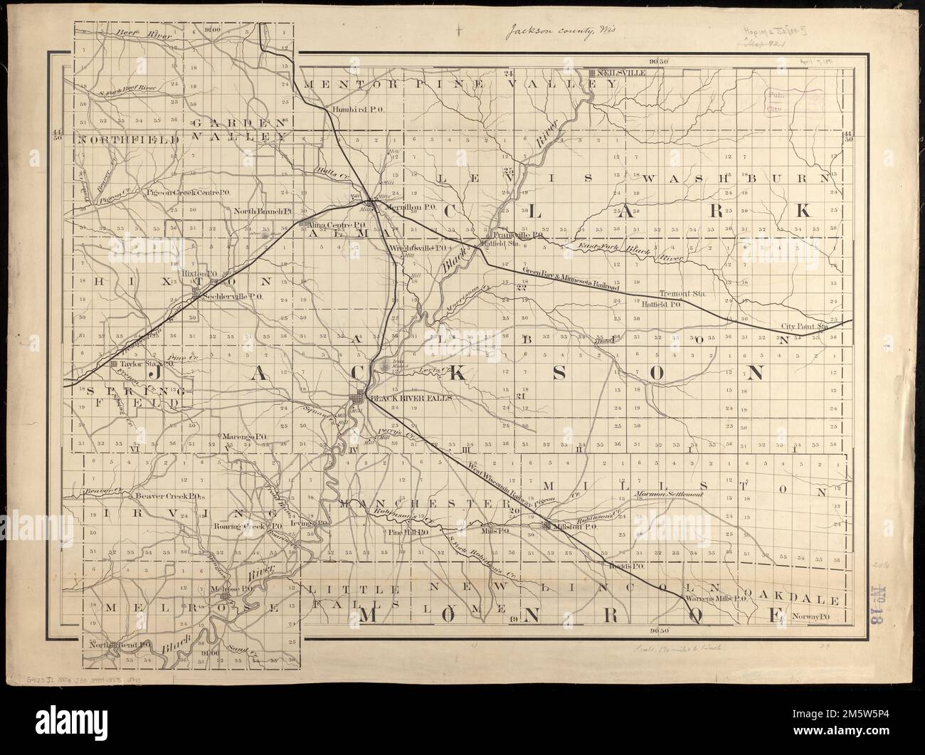 Jackson County, Wis.. Manuscript title in upper margin. Manuscript map ...