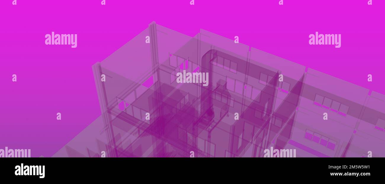 purple background with a translucent fragment of the building structure ...