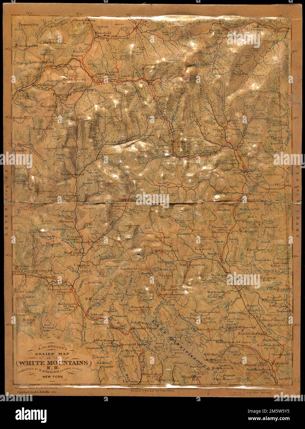 J. Schedler's relief map of the White Mountains, N.H. Raised relief ...