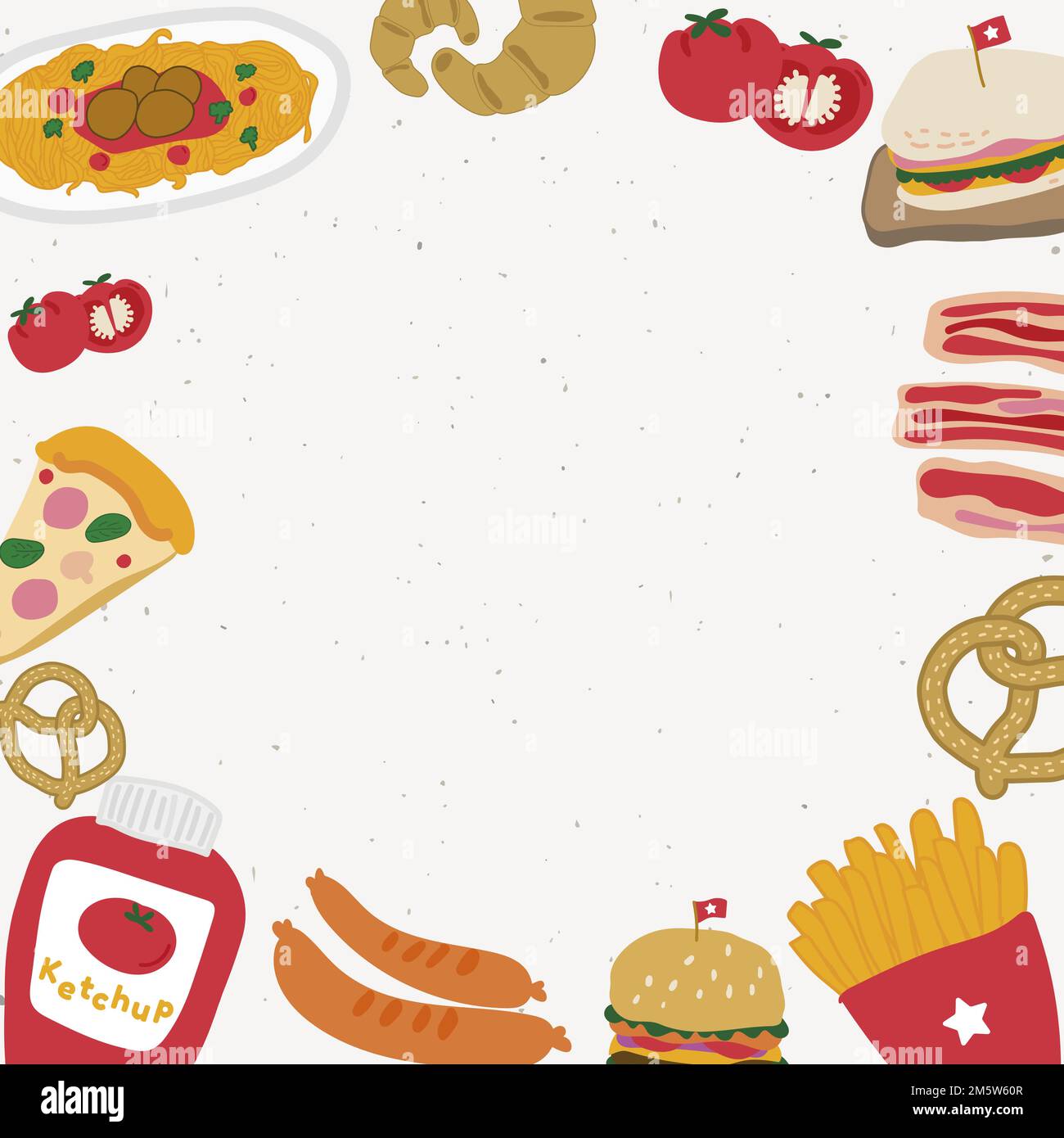 Food doodle frame on a beige background vector Stock Vector Image & Art ...
