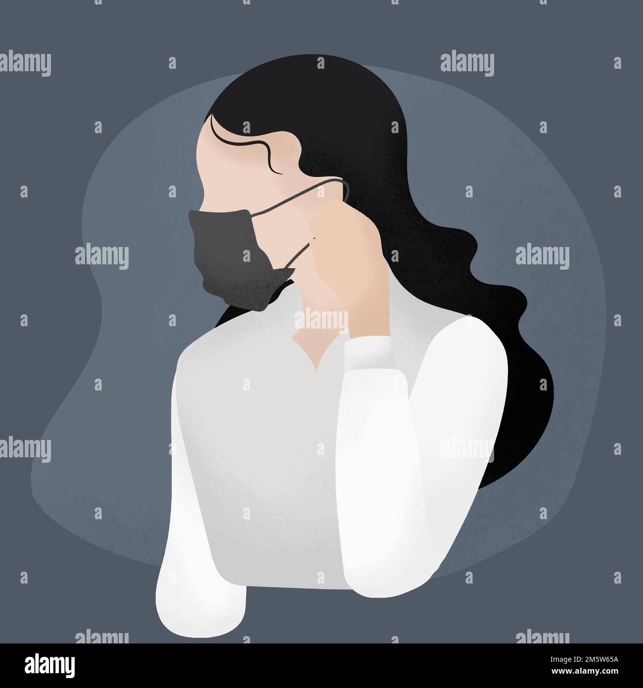 Woman wearing a protective face mask against covid 19 virus vector ...