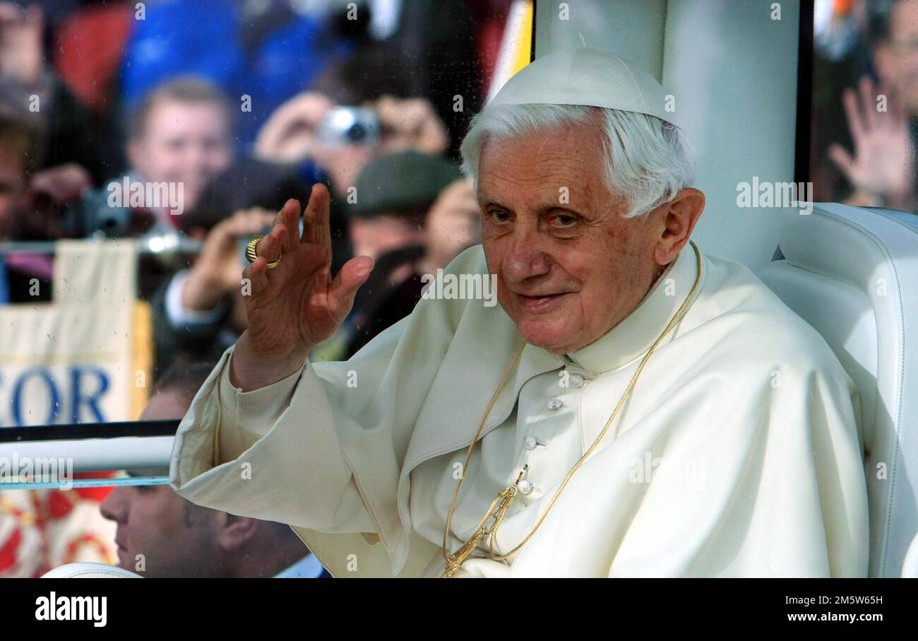 File photo dated 19/09/10 of Pope Benedict XVI arriving for a Mass to ...