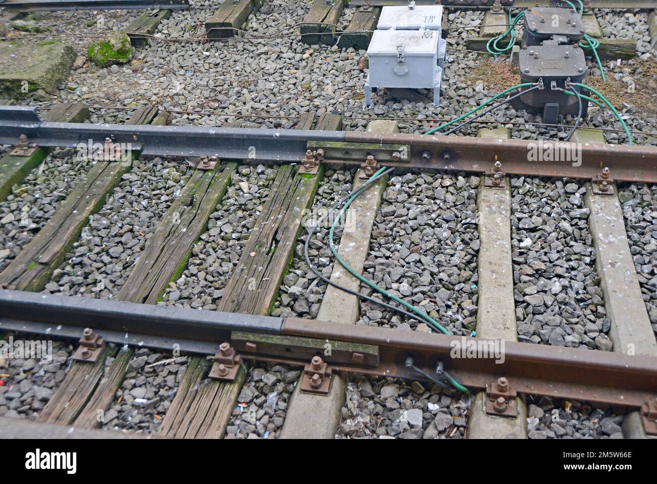 Railway track at Gare Du Nord railway station in Bucharest, Romania ...