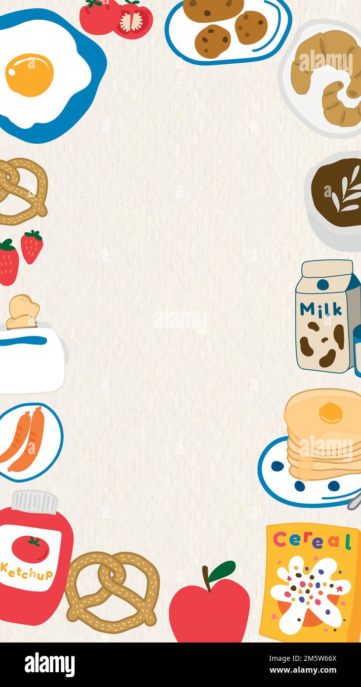 Food doodle frame on a beige background vector Stock Vector Image & Art ...