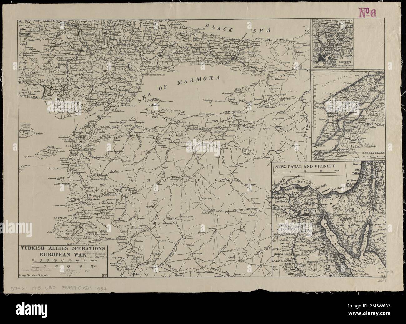 Turkish-Allies operations, European war. Includes insets: Suez Canal ...