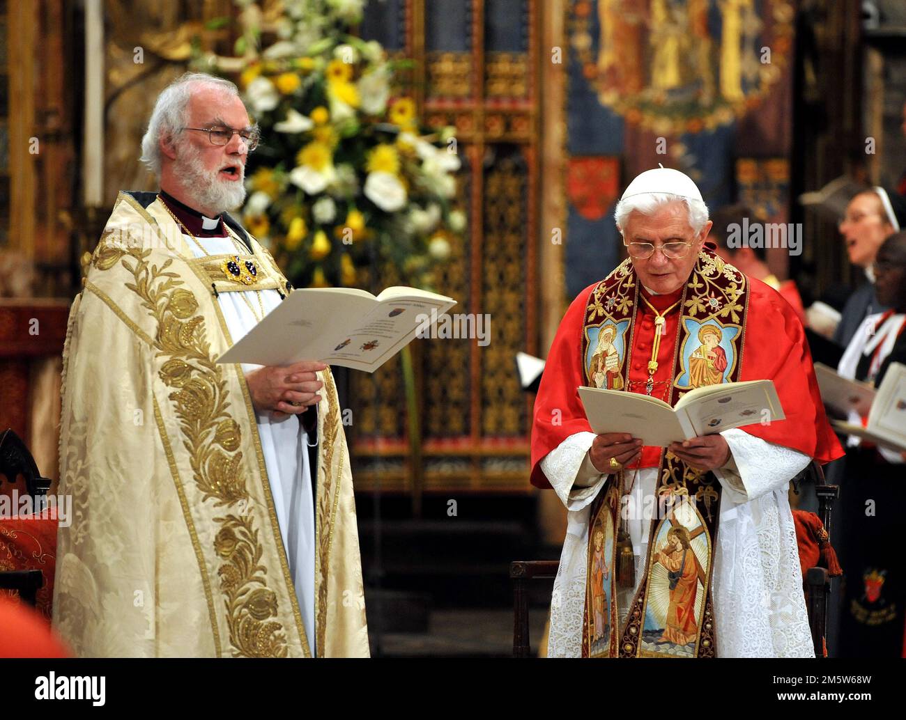 File photo dated 17/09/10 of Pope Benedict XVI singing a hymn with the ...