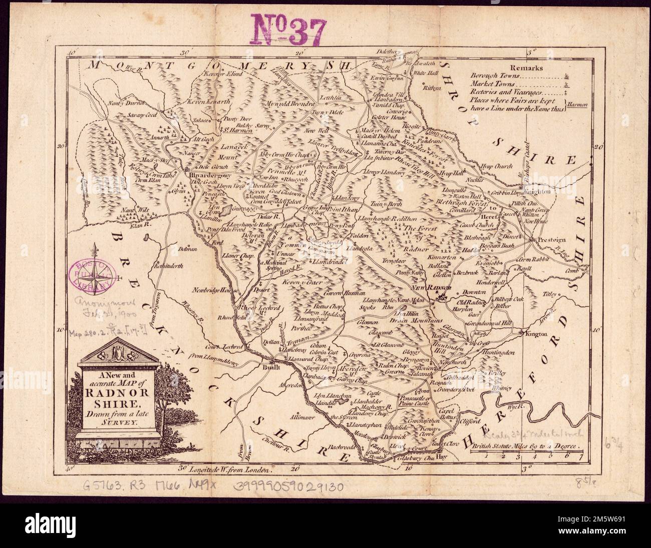 A New and accurate map of Radnor Shire. Relief shown pictorially ...