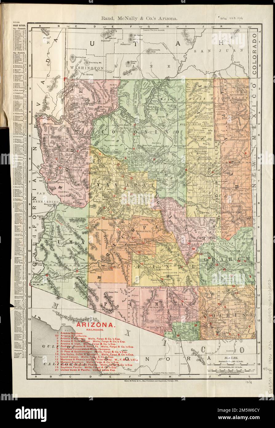 Rand, McNally & Co.'s Arizona. Relief shown by hachures. Accompanied by index and guide (15 p ...