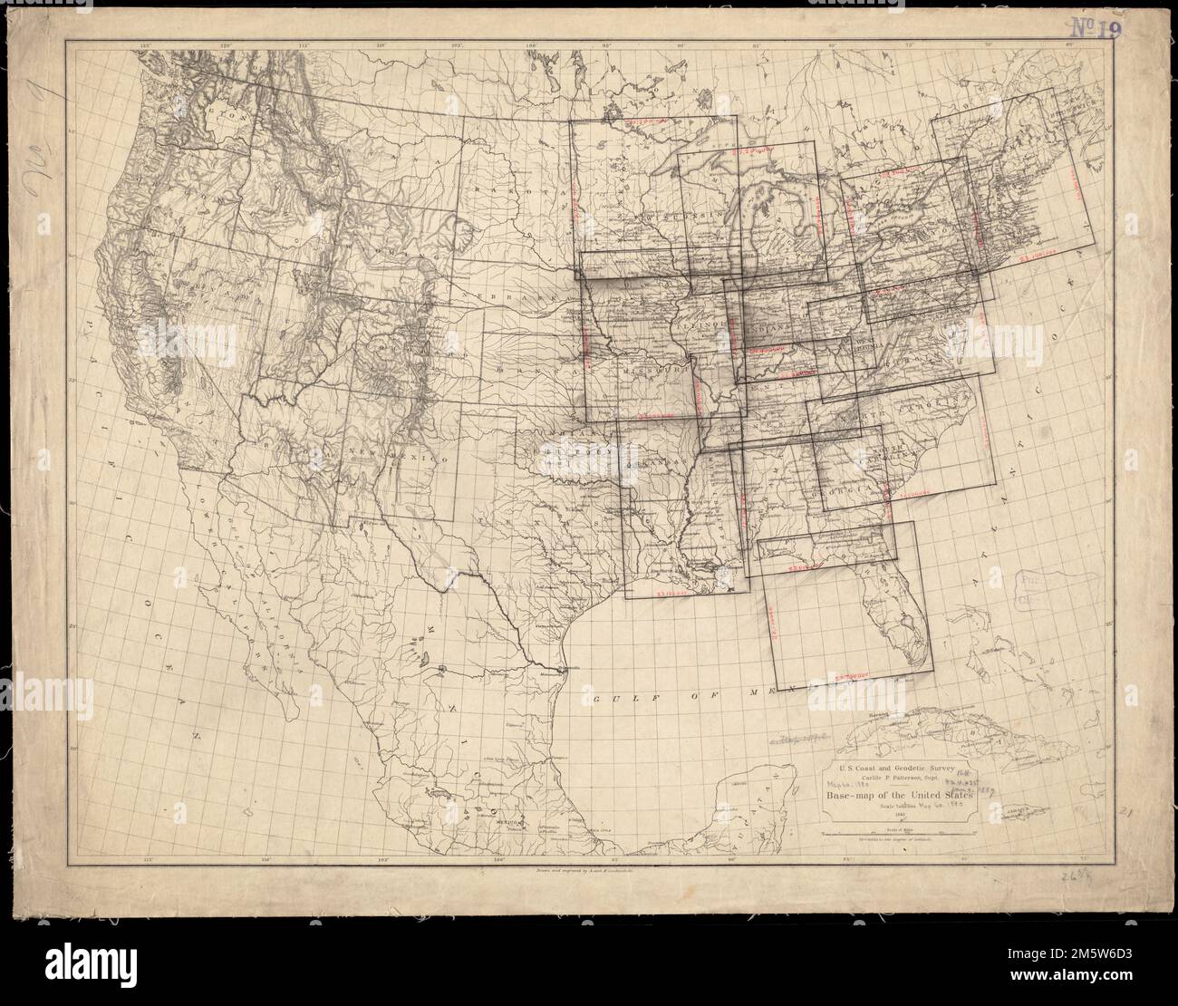 Base-map of the United States. Relief shown by hachures.... , United ...