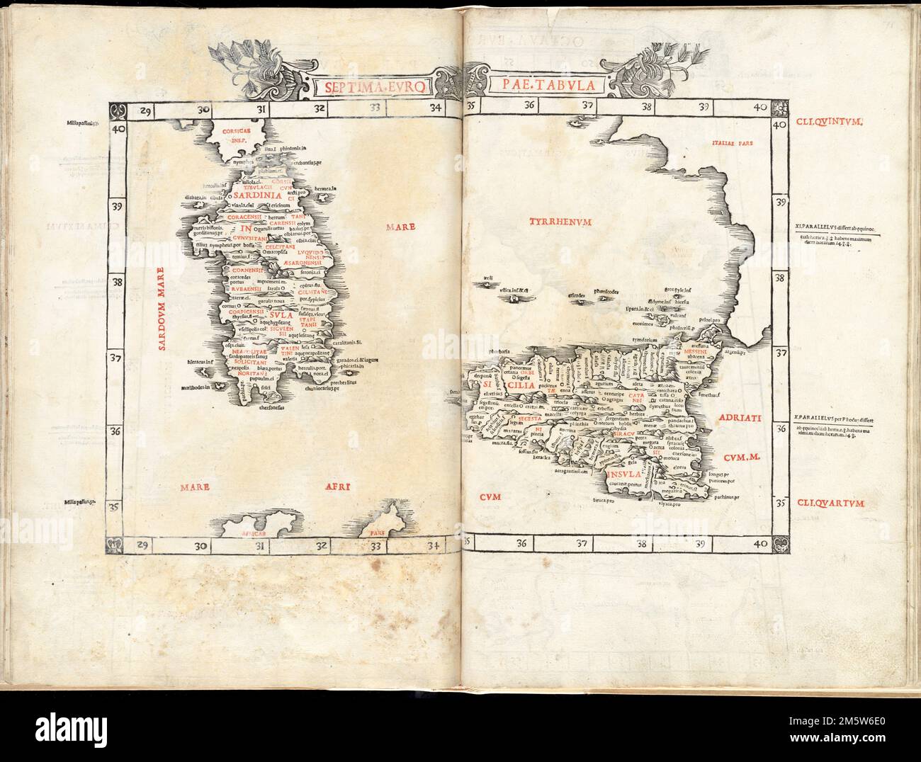 Septima Europae tabula. Map of the islands of Sardinia and Sicily ...