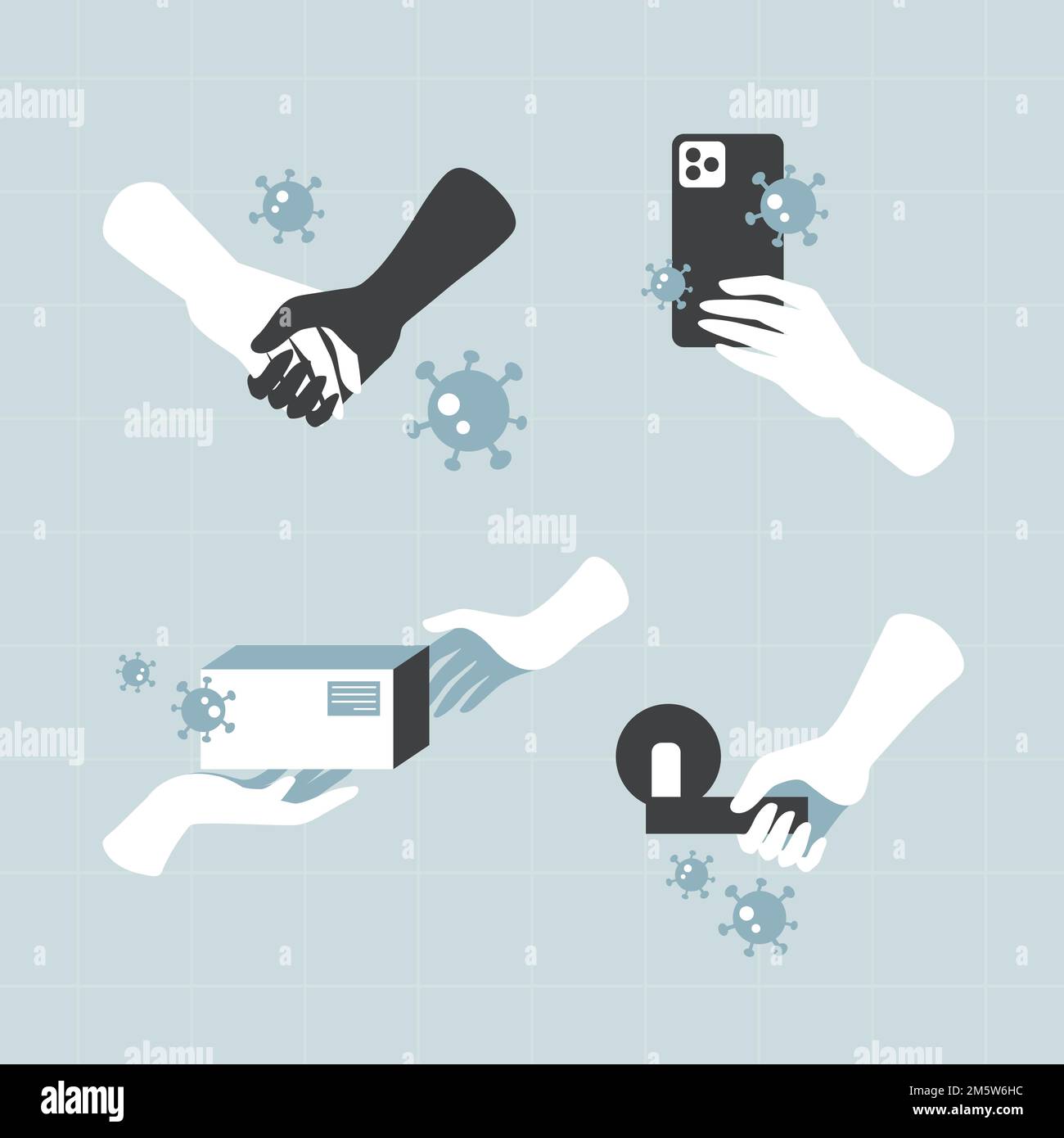 Contaminated hands coronavirus awareness set vector Stock Vector Image ...