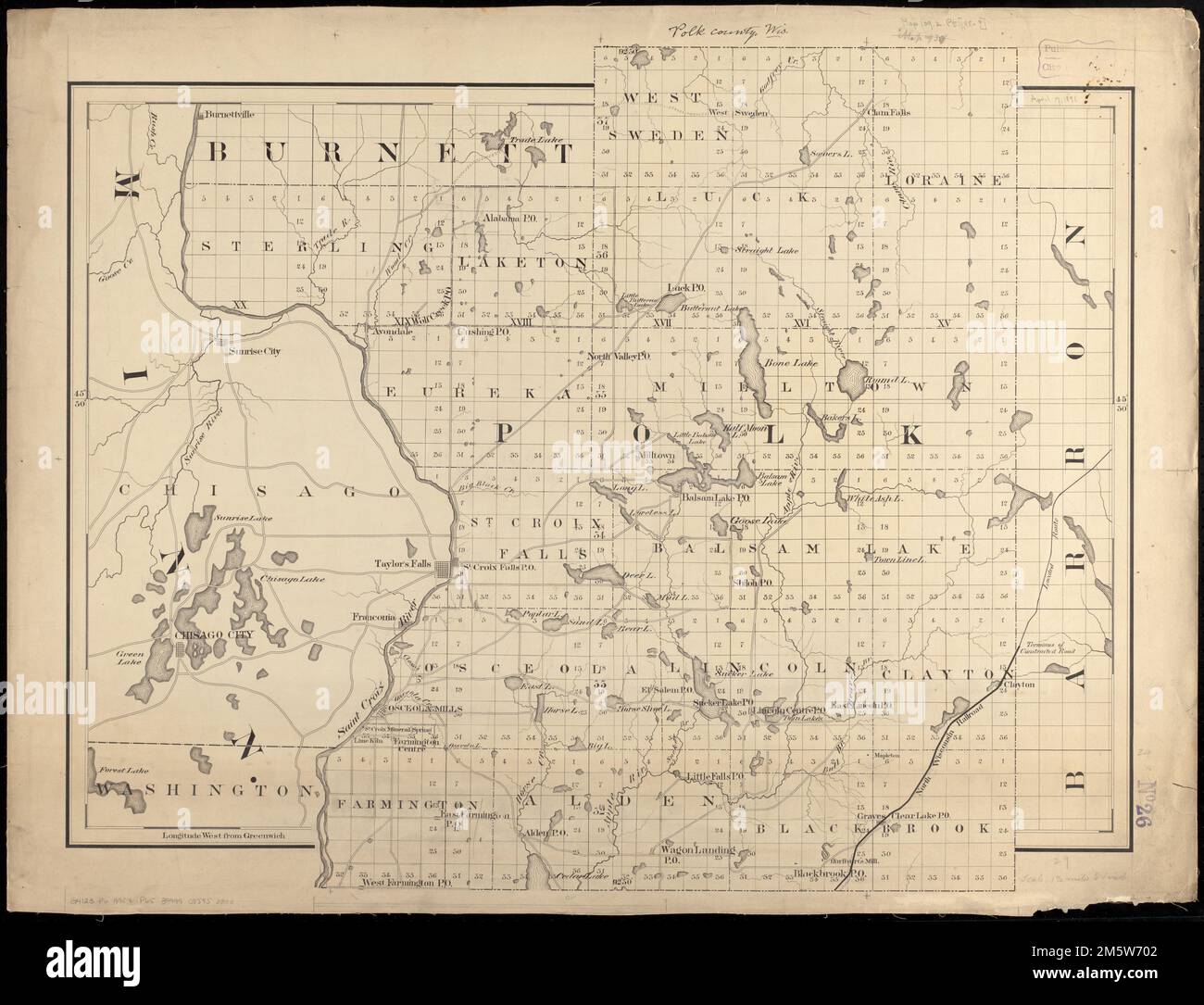Polk County, Wis.. Title in manuscript in upper margin. Manuscript map ...