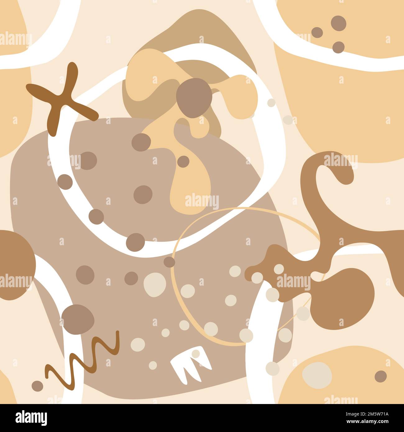 Design with cute shapes and plants. Seamless pattern. Vector background ...