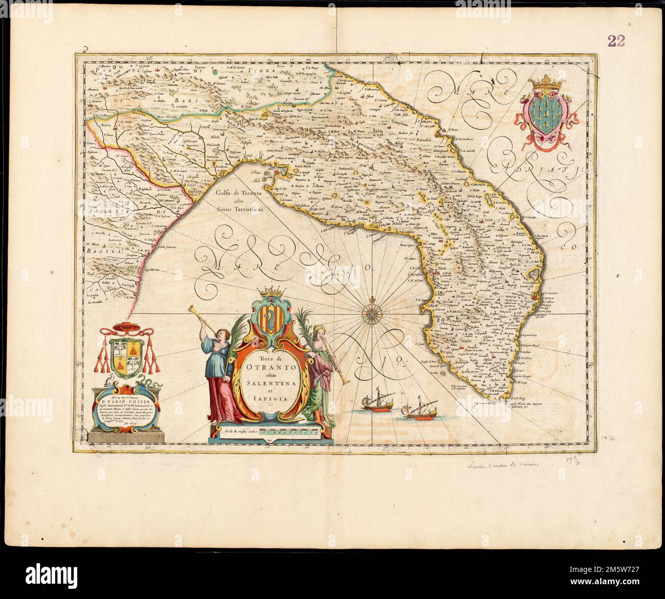 Terra di Otranto olim Salentina et Iapigia. Map of the Salento ...