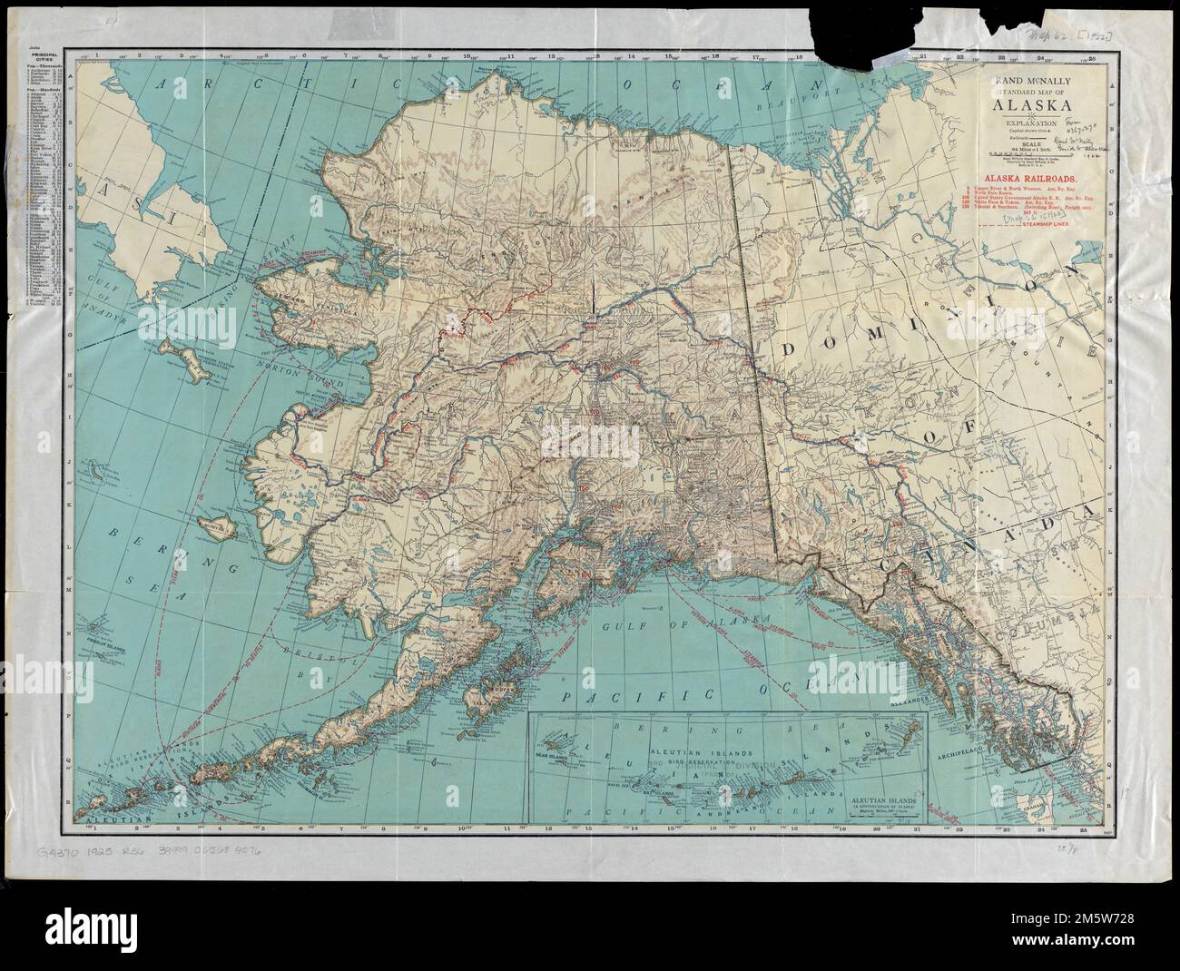 Rand McNally standard map of Alaska. Relief shown by hachures and spot ...