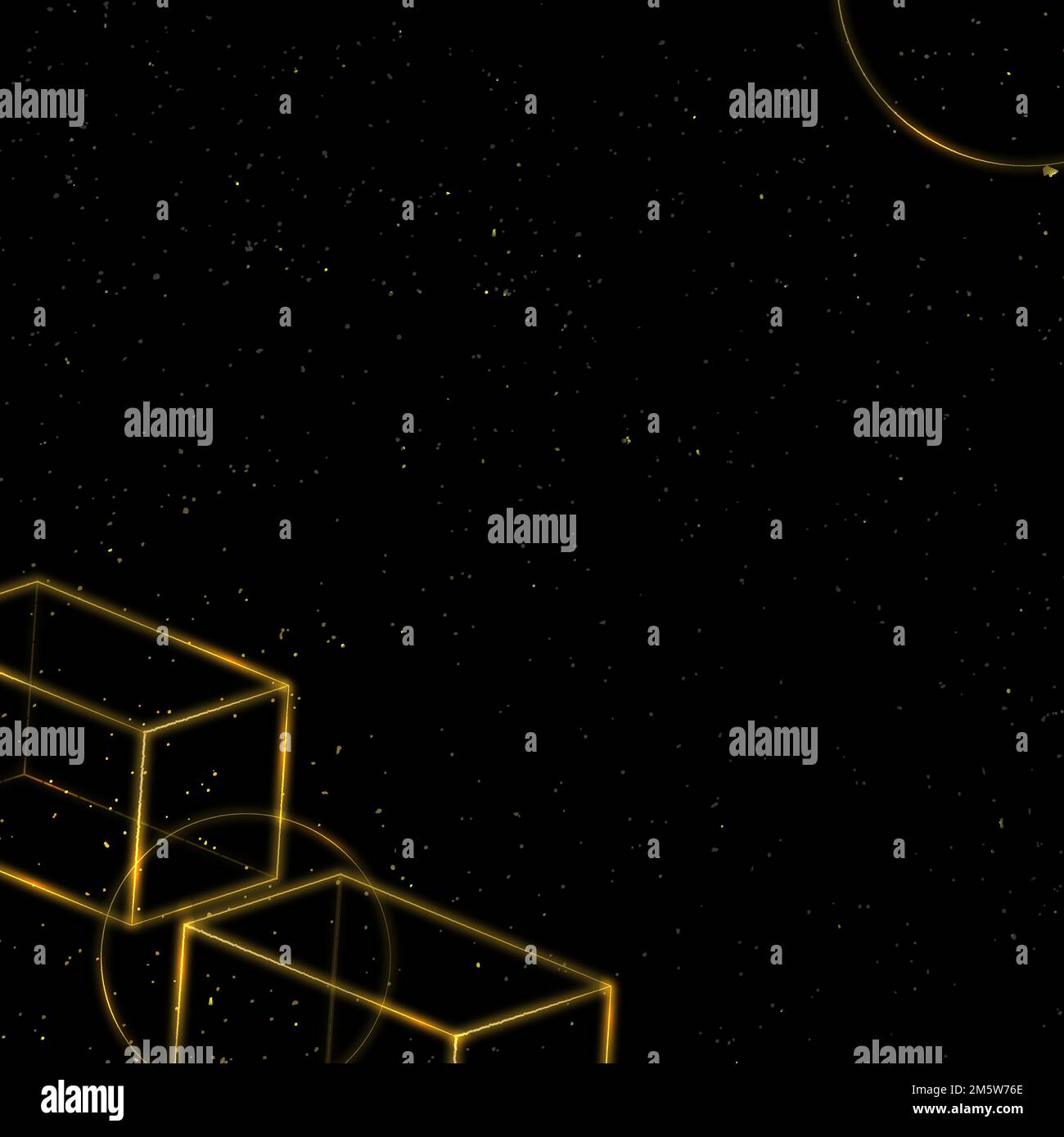 Geometric gold neon 3D cuboid background vector Stock Vector Image ...