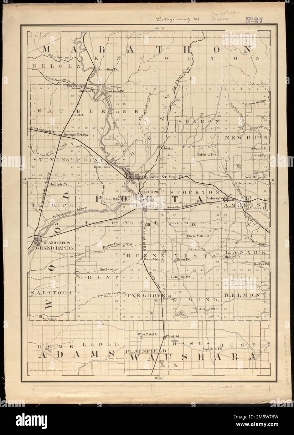 Portage County, Wis.. Title in manuscript in upper margin. Manuscript ...
