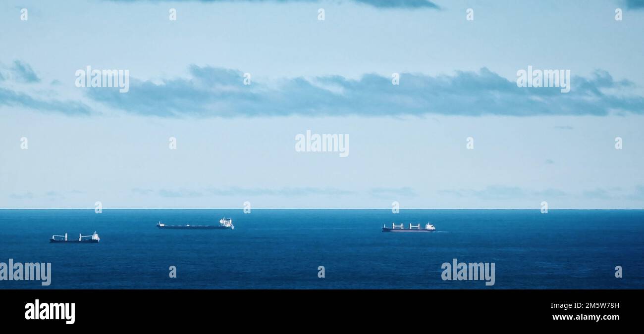 A beautiful blue landscape of ships on the horizon from the Otford ...