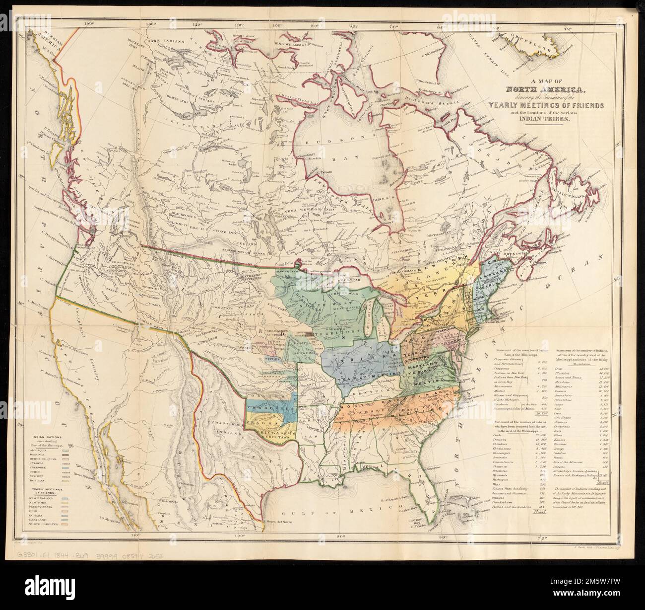 A map of North America, denoting the boundaries of the yearly meetings ...