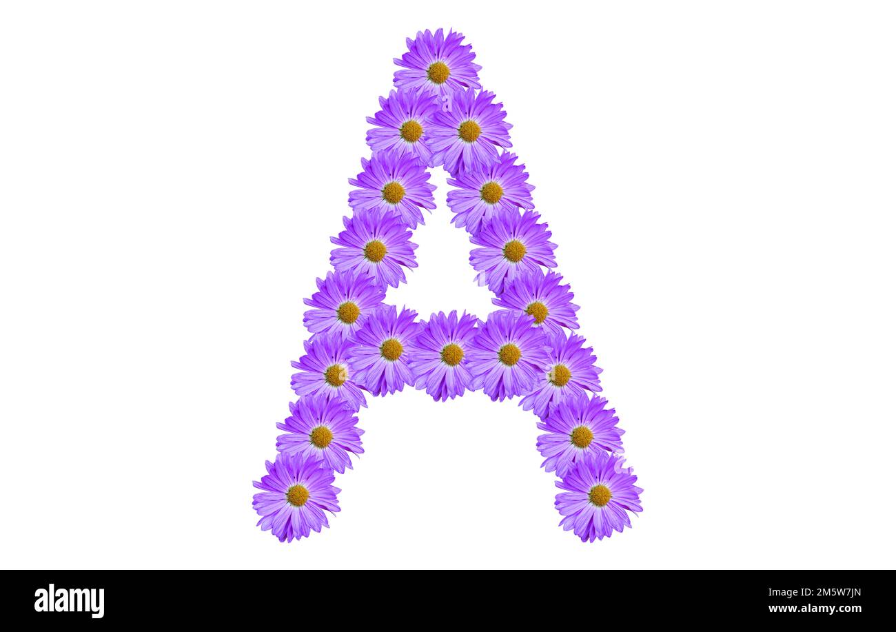 Letter A, spring concept idea. Letter A made with pink flower isolated ...