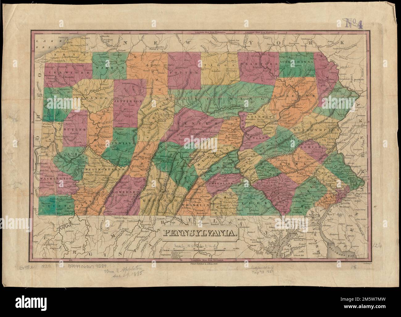 Pennsylvania. Relief shown pictorially. Prime meridians: Washington and ...