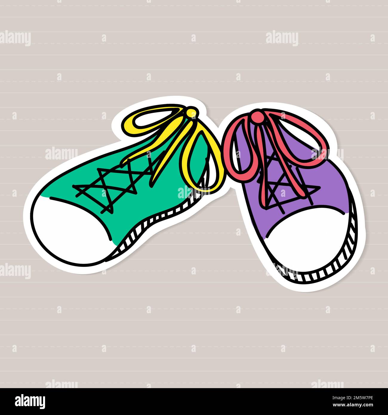 Green and purple sneakers sticker with a white border vector Stock ...