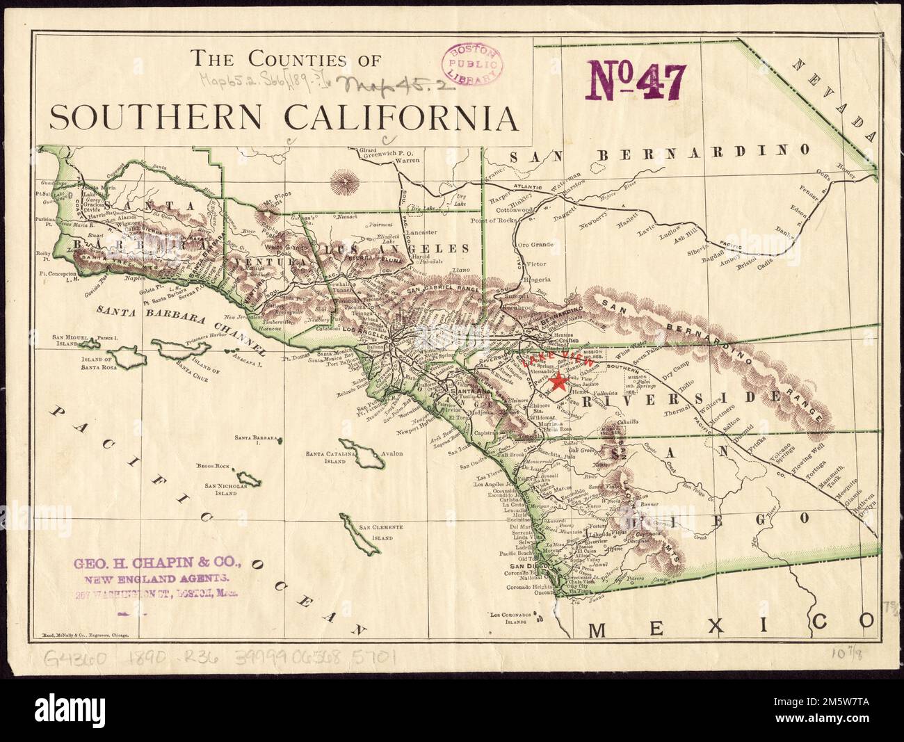 The counties of Southern California. Relief shown by hachures and spot ...