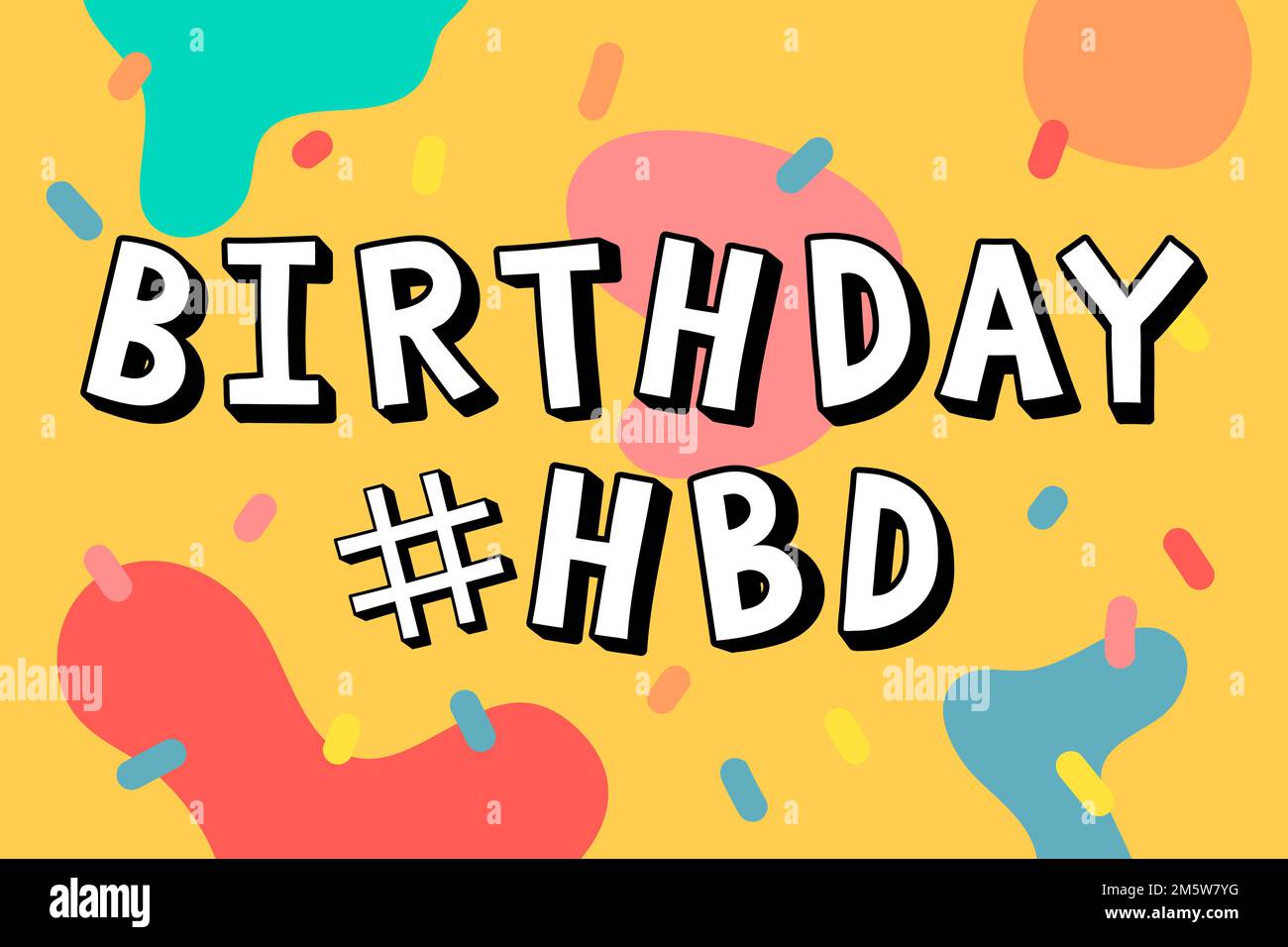 BIRTHDAY #HBD typography on a colorful background vector Stock Vector ...