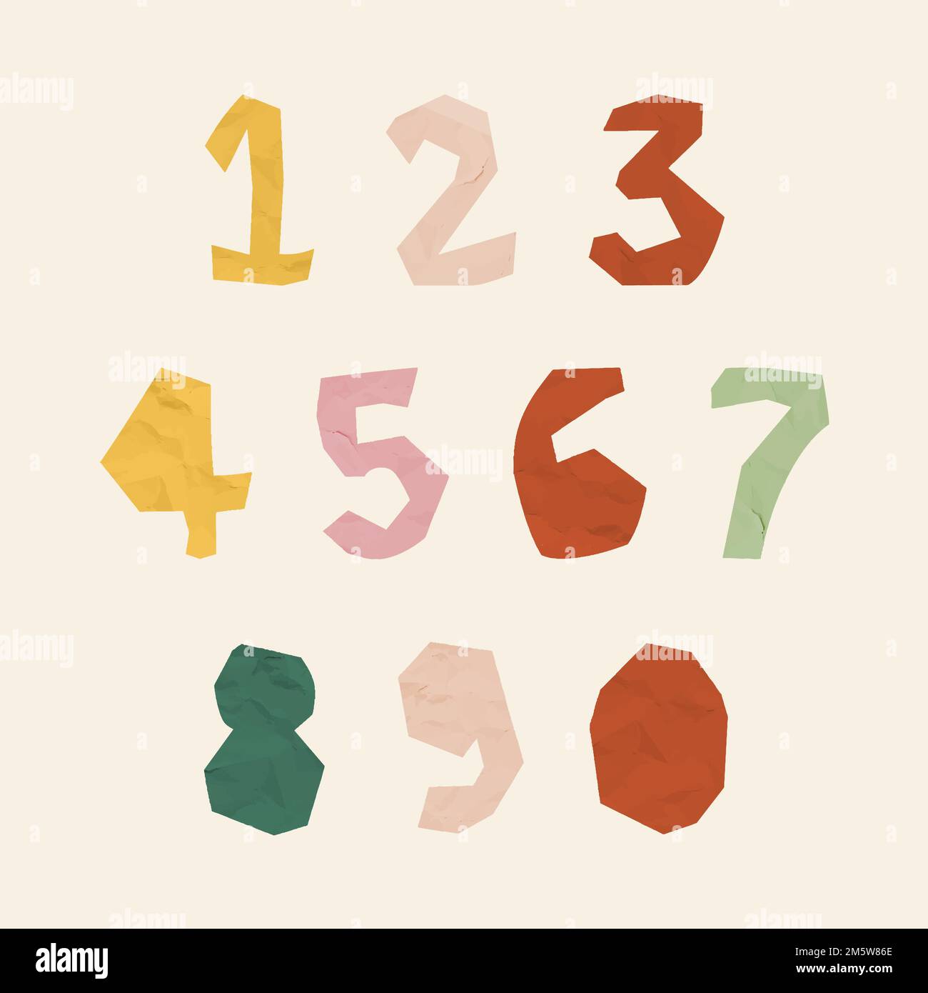 Number font paper cut typography vector set Stock Vector Image & Art ...
