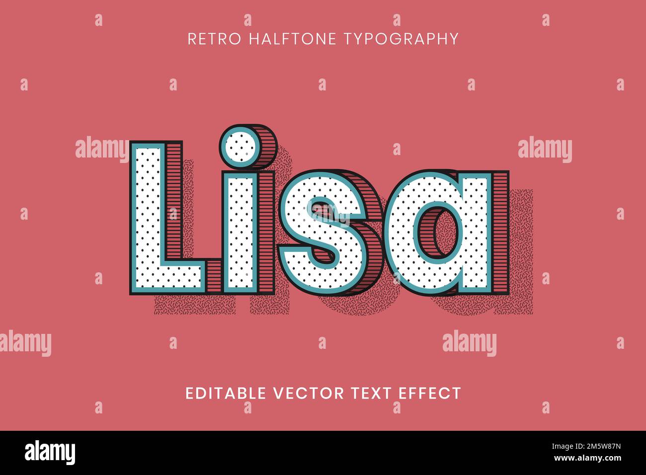 Lisa name halftone editable vector text effect typography Stock Vector ...