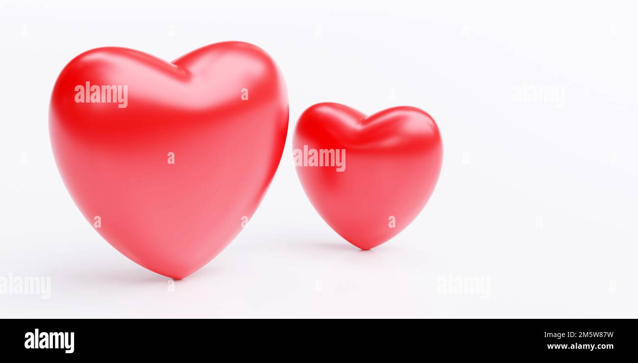 Passion red couple heart isolated on white background. Valentine day ...