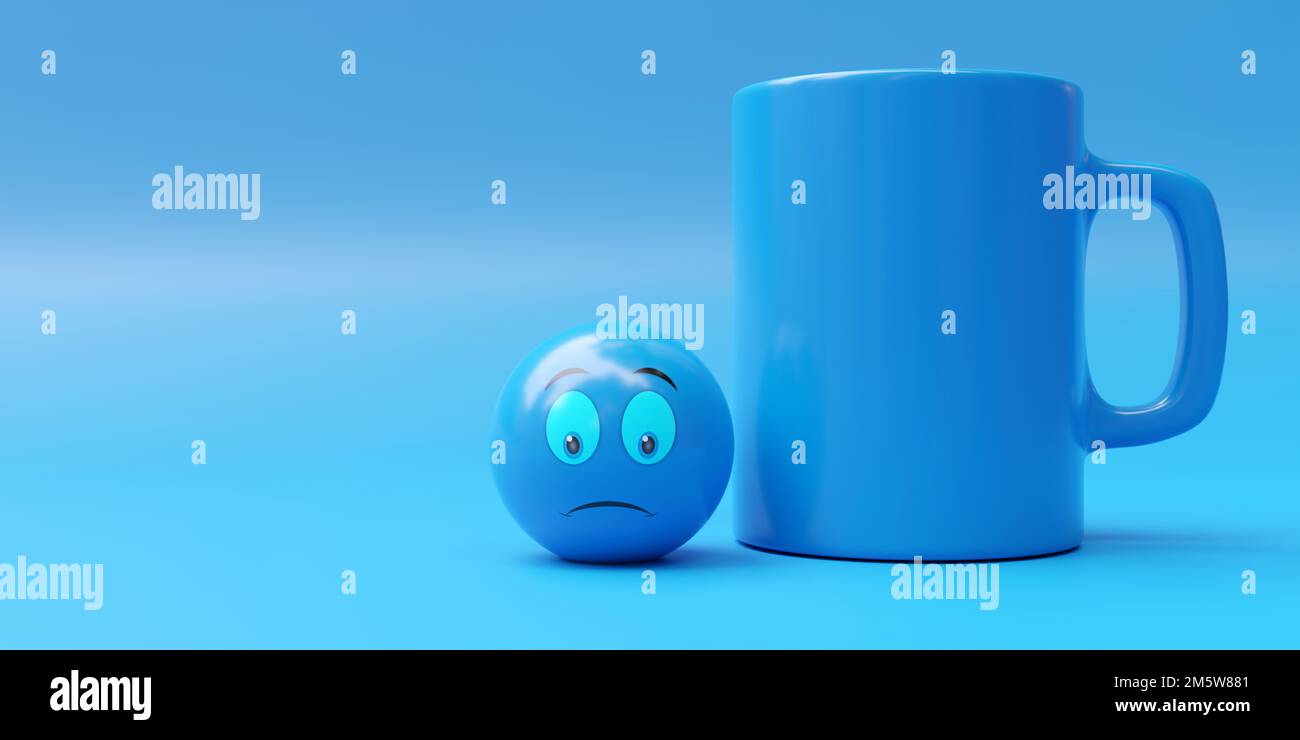 Feeling down and depressed on a blue Monday, symbolized by a blue color ...