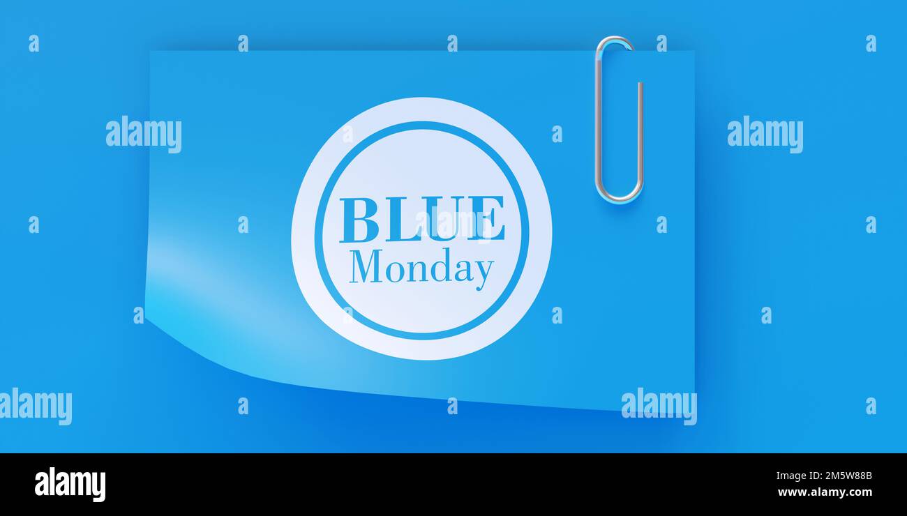 Feeling down and depressed on a blue Monday, symbolized by a blue color ...