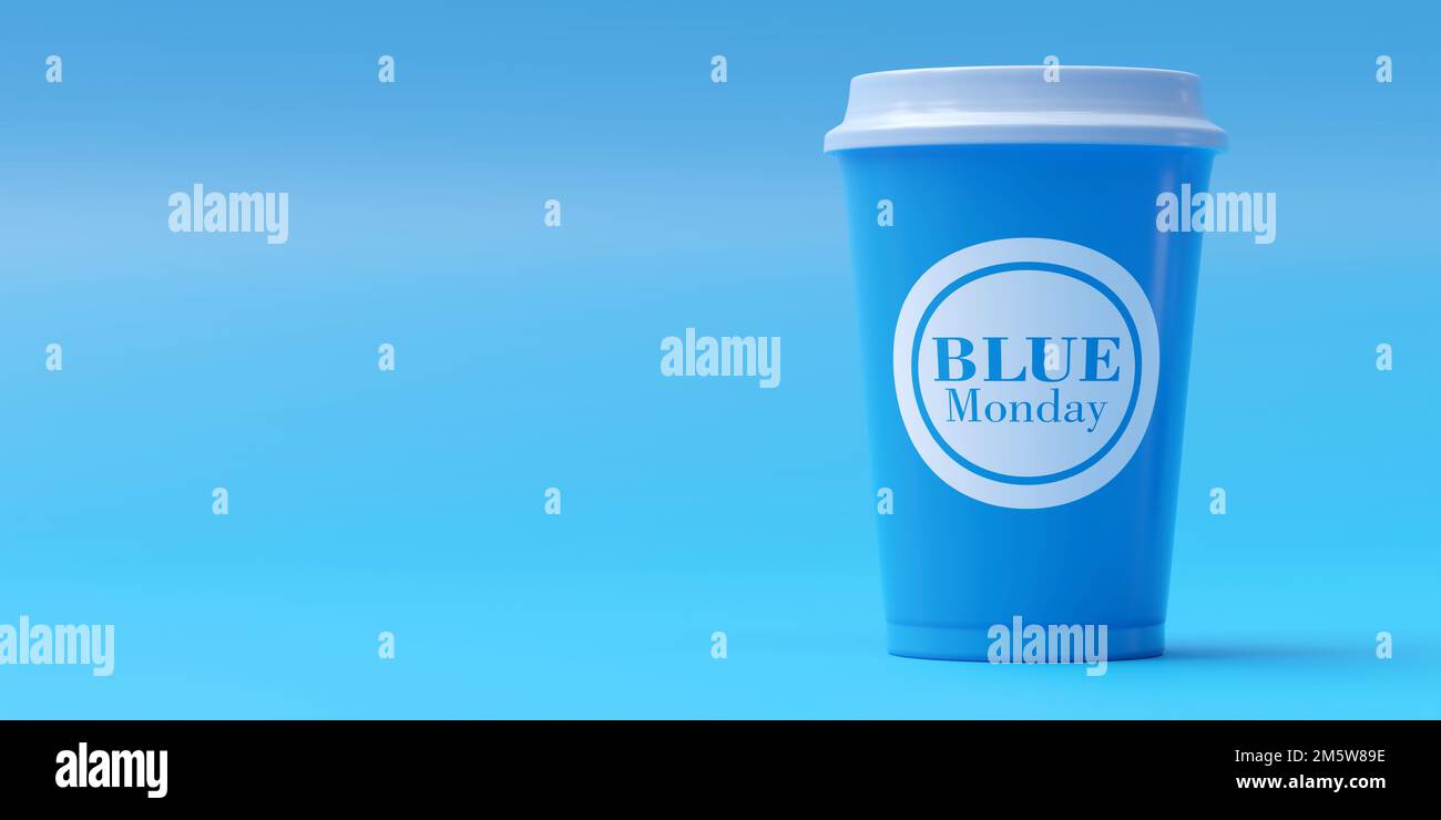 Feeling down and depressed on a blue Monday, symbolized by a blue color ...