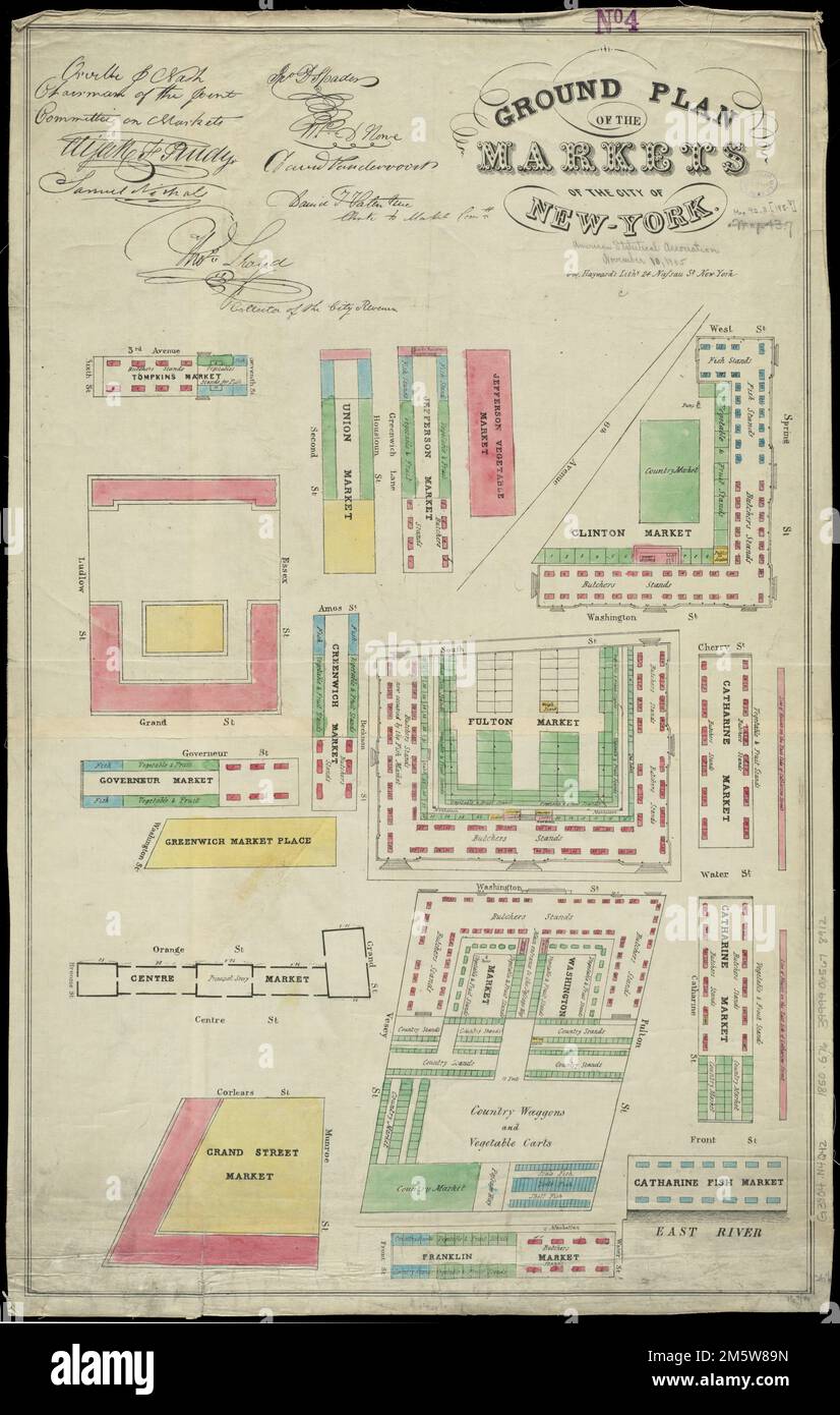 Ground plan of the markets of the City of New-York. Shows layout of 16 ...