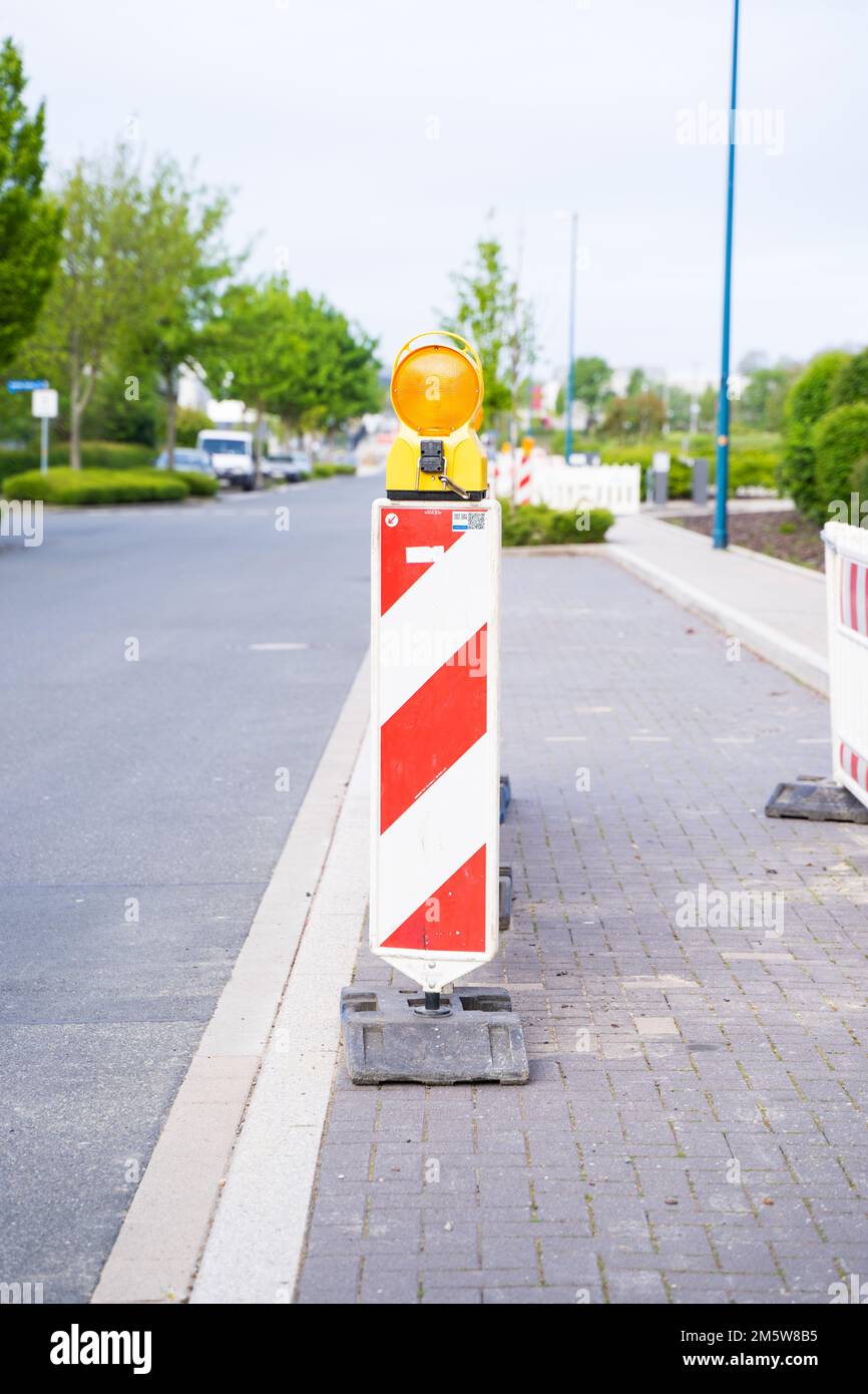 A vertical of a construction site protection, LED warning light ...