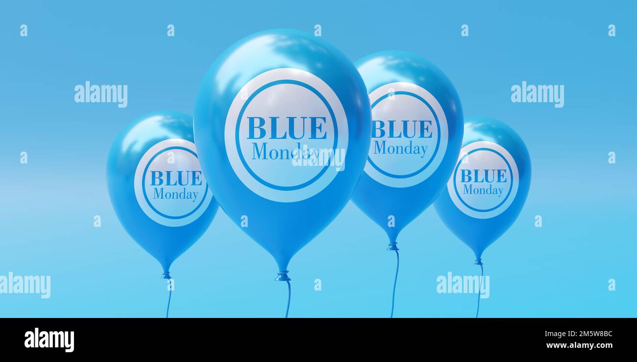 Feeling down and depressed on a blue Monday, symbolized by a blue color ...