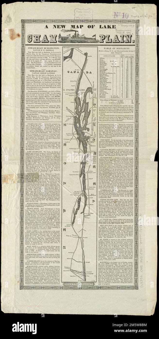 A new map of Lake Champlain. Relief shown by hachures. Includes ...