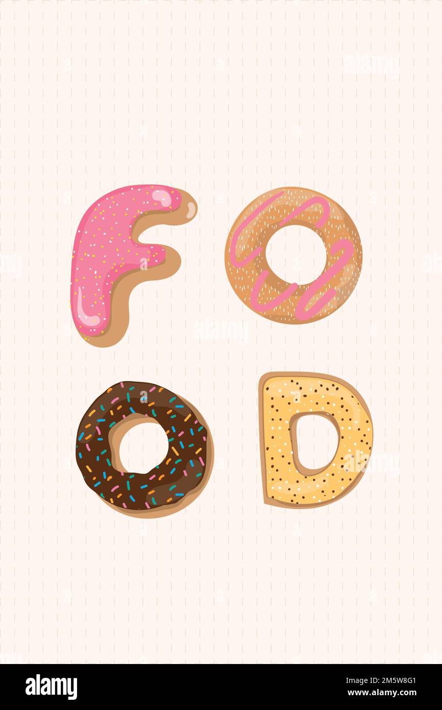 Donut FOOD word typography vector Stock Vector Image & Art - Alamy