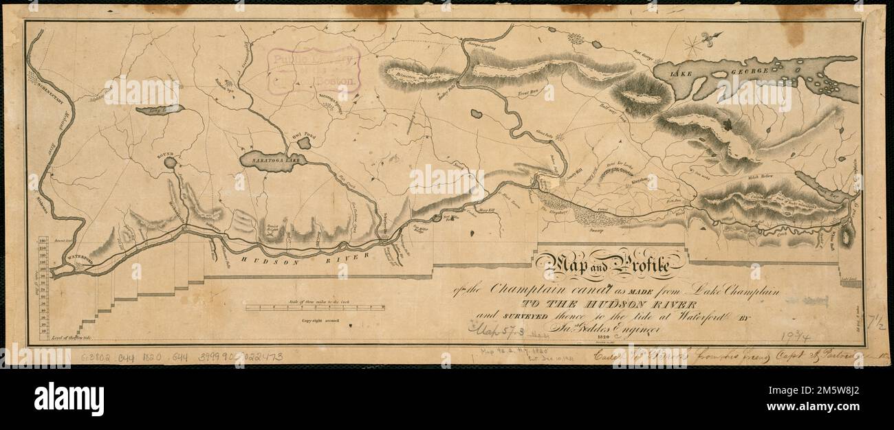 Map and profile of the Champlain Canal as made from Lake Champlain to ...